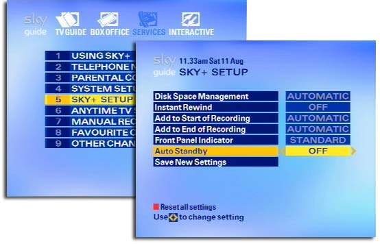 Sky+ Turn Off Auto Standby